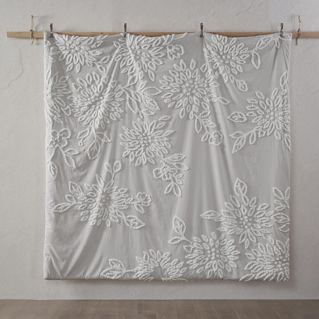 Veronica 3 Piece Tufted Cotton Chenille Floral Comforter Set - Brown ...